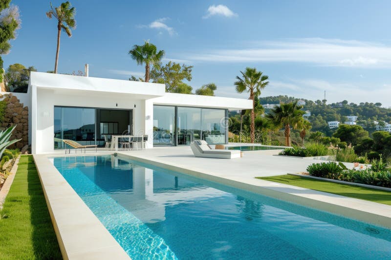 A House with a Swimming Pool in the Front Yard Stock Image - Image of ...