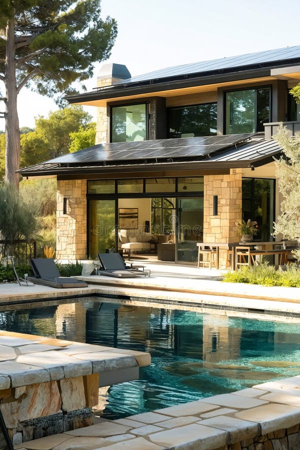 A House with a Swimming Pool in the Middle of it. Generative AI Stock ...