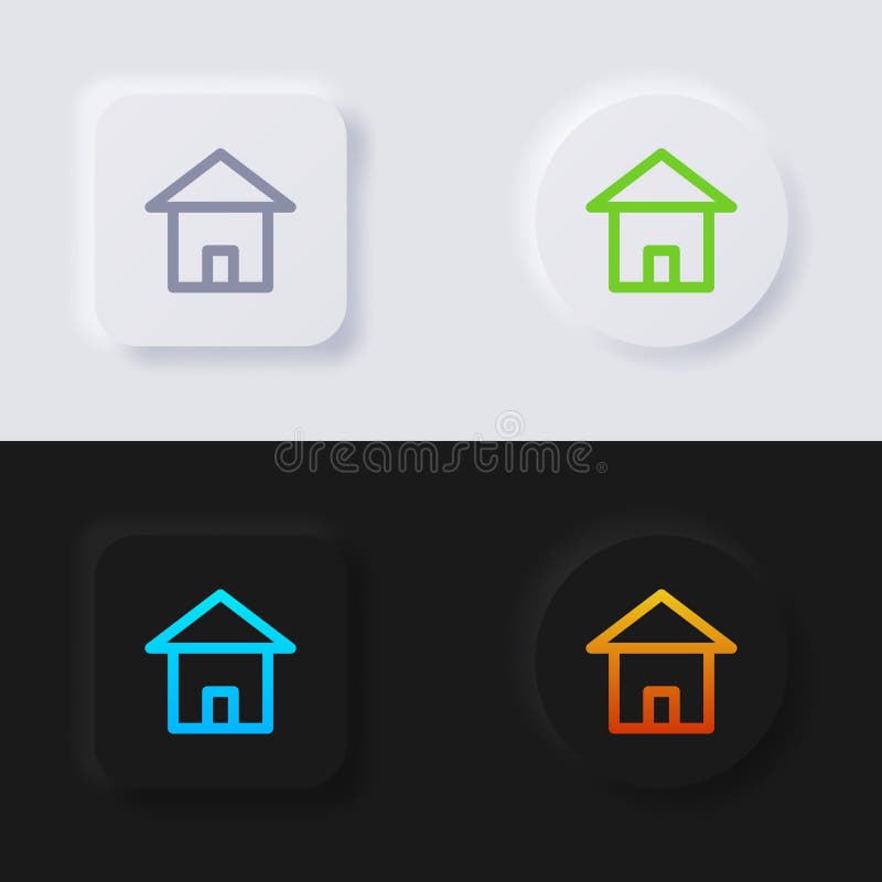 House Symbol Button Icon Set, Multicolor Neumorphism Button Soft UI ...