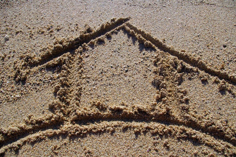 House symbol drawn in sand stock image. Image of holiday - 4377759