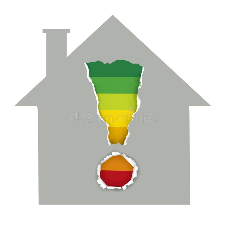 House Symbol with Exclamation Mark with Energy Performance Scale. Stock ...