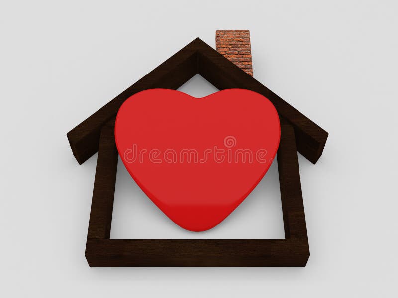 House symbol and heart stock illustration. Illustration of concrete ...