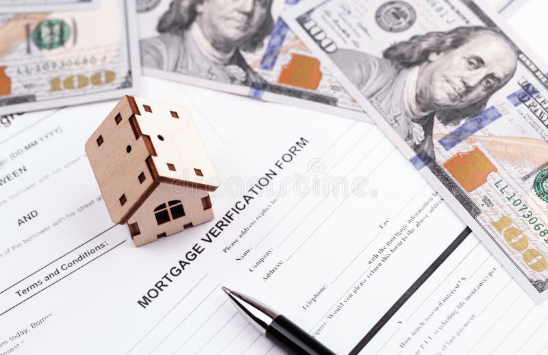 House Symbol on the Work Papers and Money, Dollars Stock Photo - Image ...