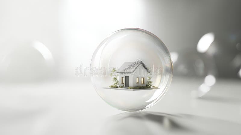 House Symbolizing Security Enclosed in a Transparent Protective Bubble ...