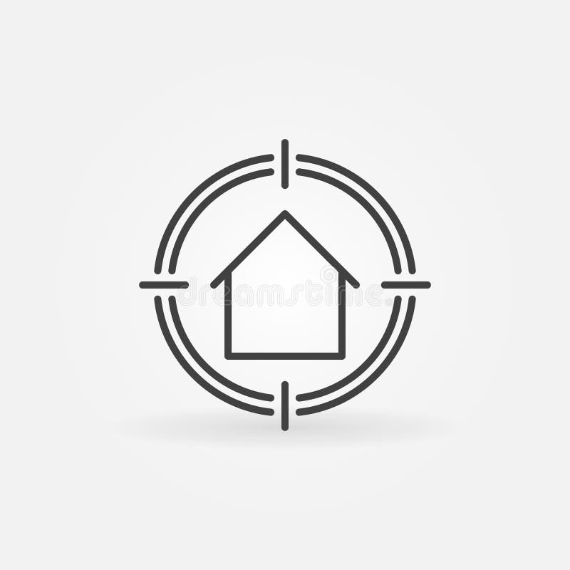 House in Target Linear Vector Concept Icon or Logo Stock Vector ...