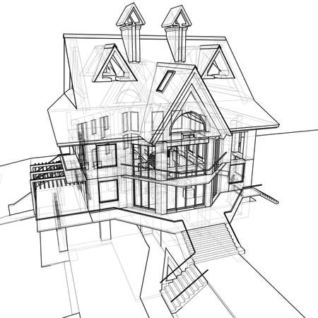 House: technical draw stock illustration. Illustration of construction ...