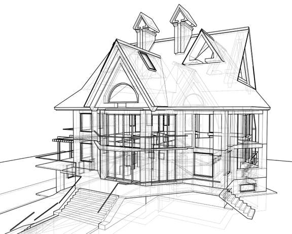 House: technical draw stock illustration. Illustration of development ...