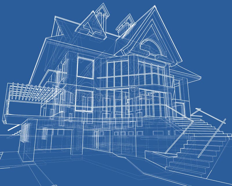 House: technical draw stock illustration. Illustration of development ...