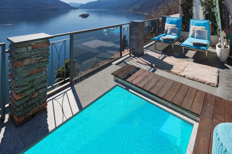 House, terrace with pool stock image. Image of terrace - 72924963
