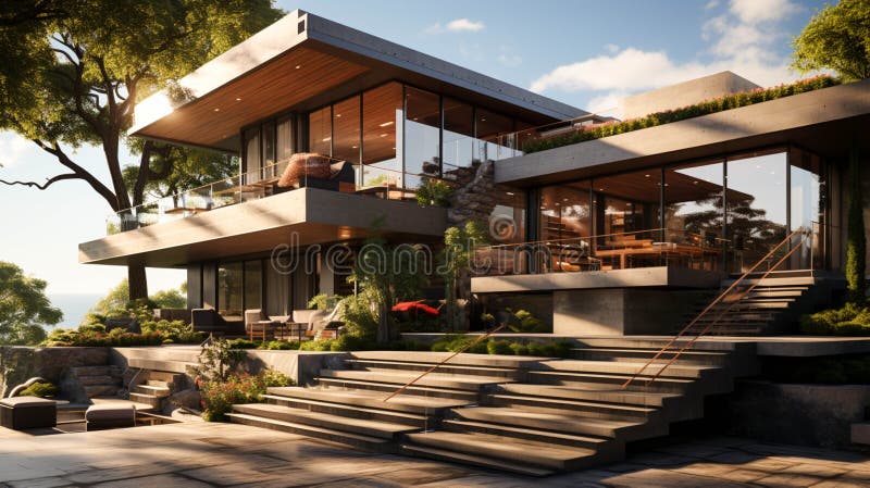 A House with Terrace Staircase Stock Photo - Image of travel, building ...