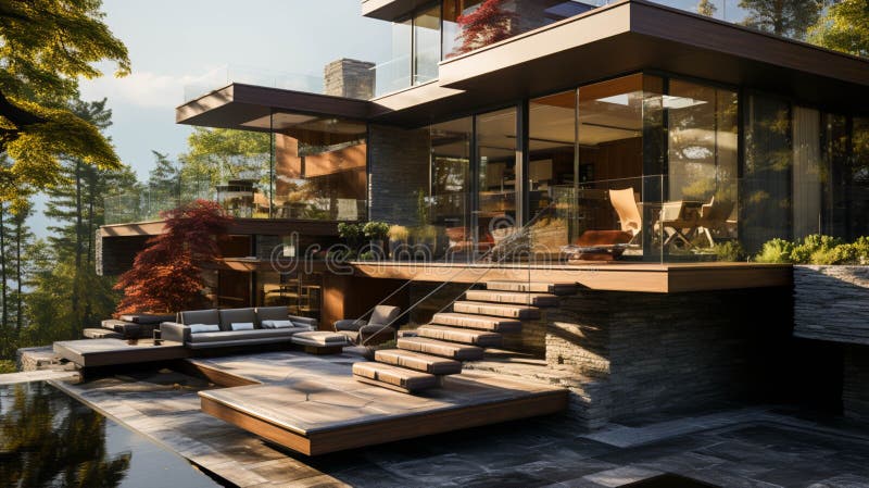 A House with Terrace Staircase Stock Photo - Image of hotel ...