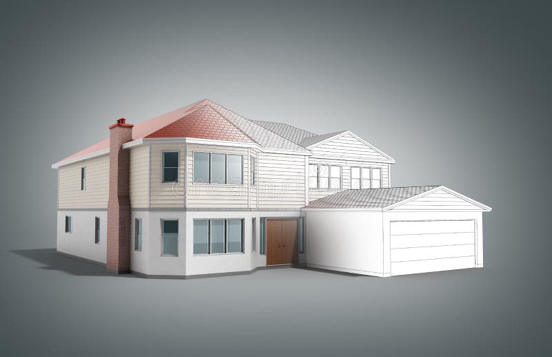House Three-dimensional Image Building Concept 3d Render on Grey Stock ...