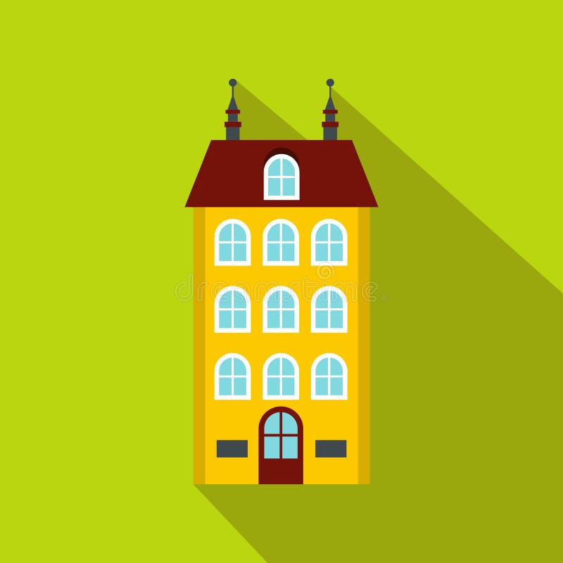 Three-storey House In A Flat Design. Stock Vector - Illustration of ...