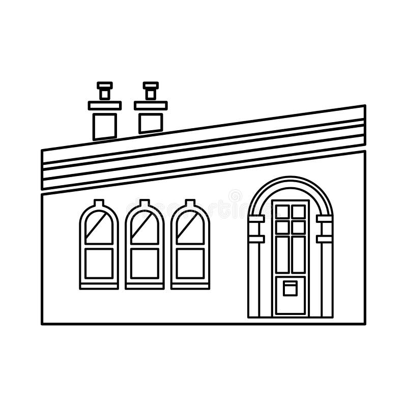 House with Three Windows Icon, Outline Style Stock Vector ...