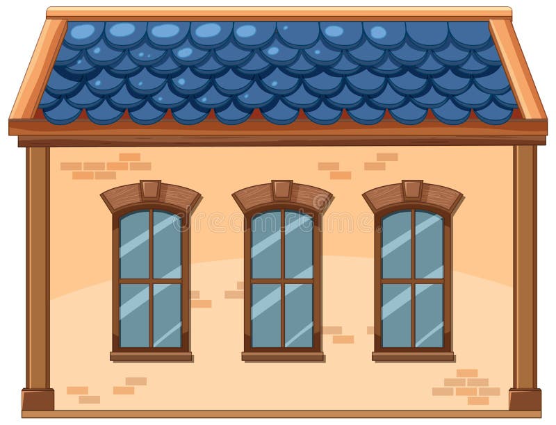 A house with three windows stock vector. Illustration of glass - 332061607