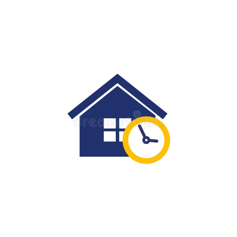 House and time, clock icon stock vector. Illustration of duration ...