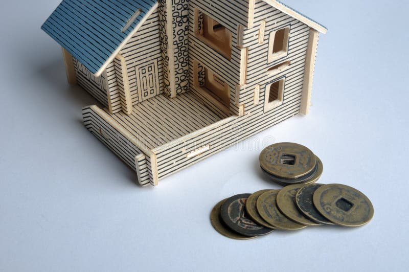 House Toy and Aged Copper Coin Stock Photo - Image of expensive, china ...