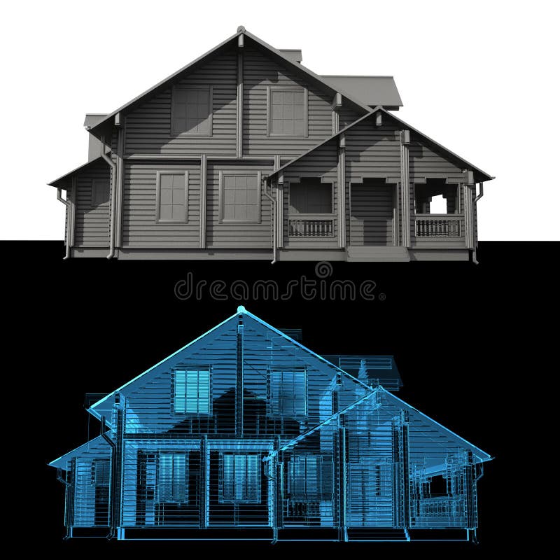 House Transparent Blue and Black Stock Illustration - Illustration of ...