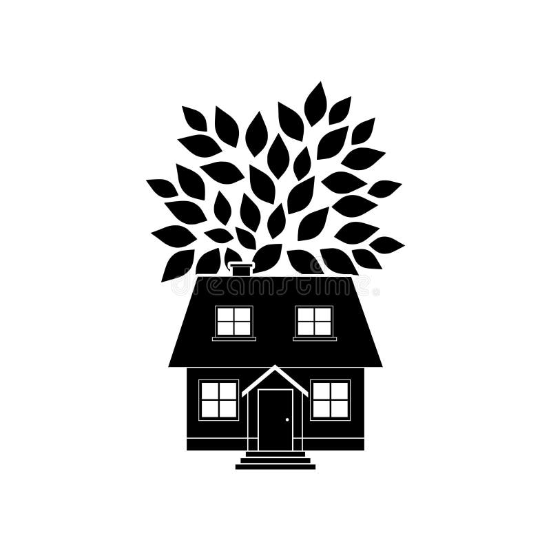 House with Tree Illustration Logo Design Symbol Isolated on White ...
