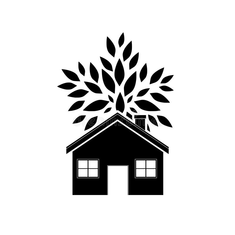 House with Tree Illustration Logo Design Symbol Isolated on White ...