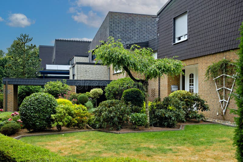 House with Garden in Front of it in Germany Stock Photo - Image of ...