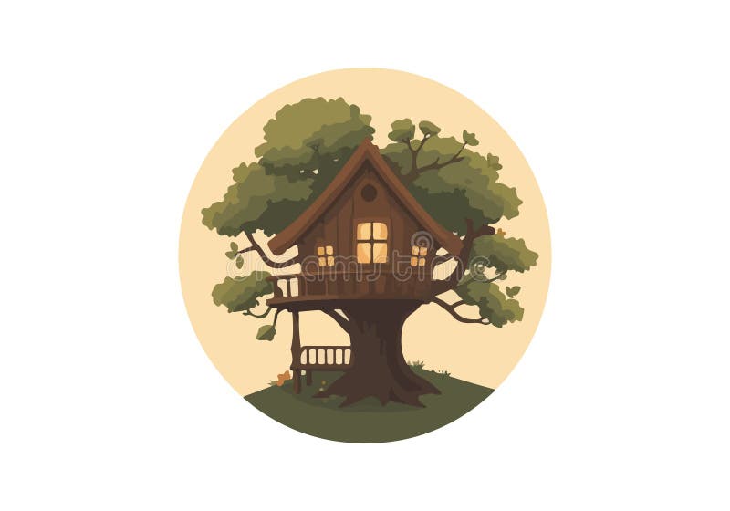 House on the Tree Vector Illustration. Stock Illustration ...