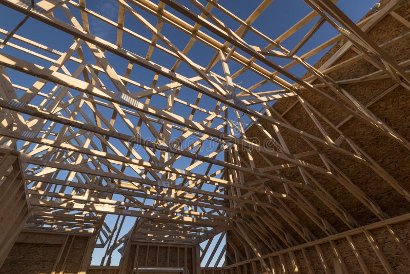House Truss Unfinished Roofing from Interior. Stock Photo - Image of ...