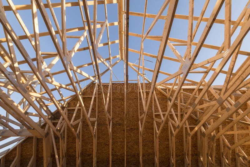 House Truss Unfinished Roofing from Interior. Stock Photo - Image of ...
