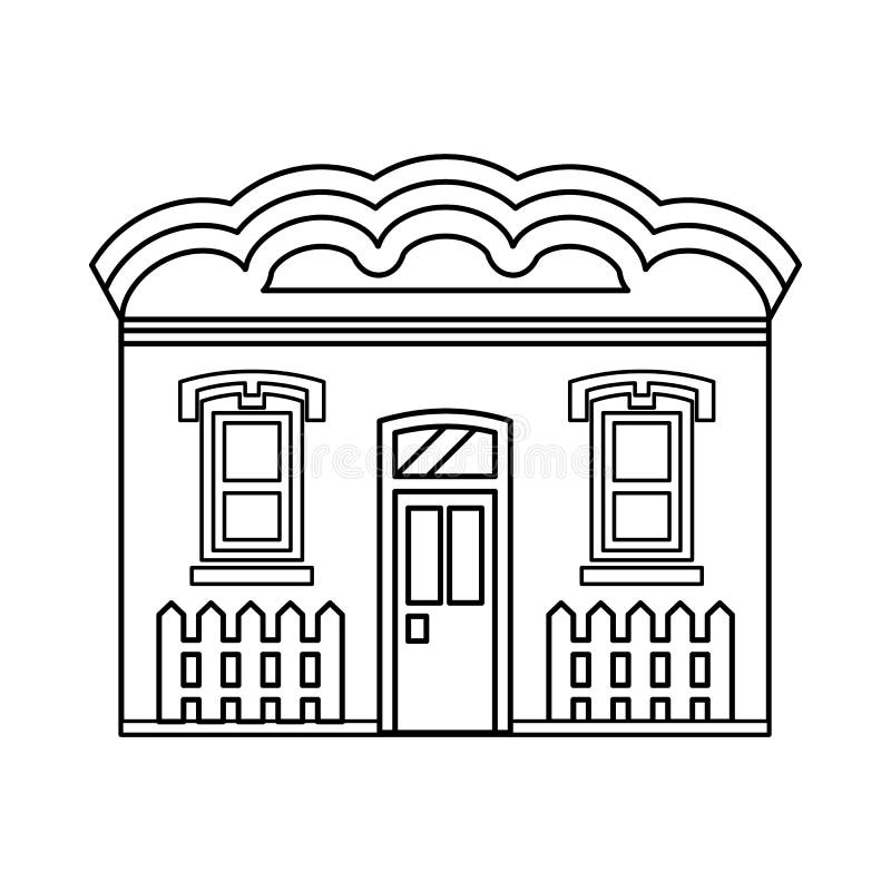 House With Windows Outline Icon Stock Vector - Illustration of icon ...