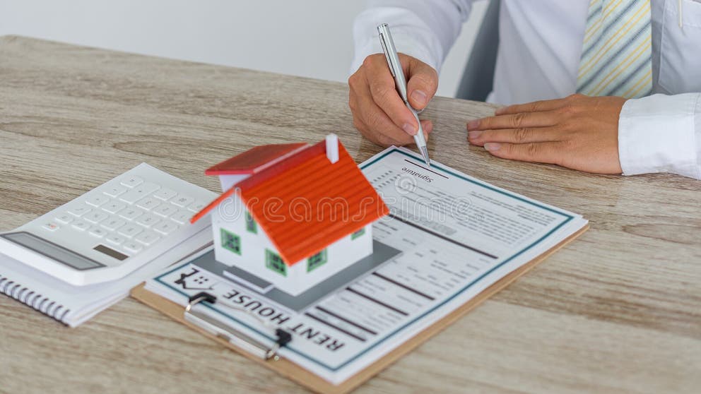 House Type Real Estate Agent and Calculator with Contract Documents on ...