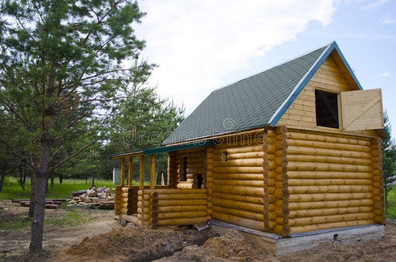 Log Cabin Under Construction Stock Photo - Image of homestead, brown ...