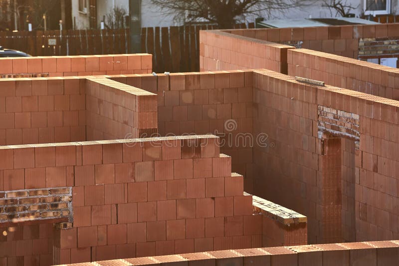 Brick Wall Building Construction Stock Image - Image of building ...