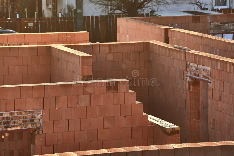 Brick Wall Building Construction Stock Image - Image of building ...