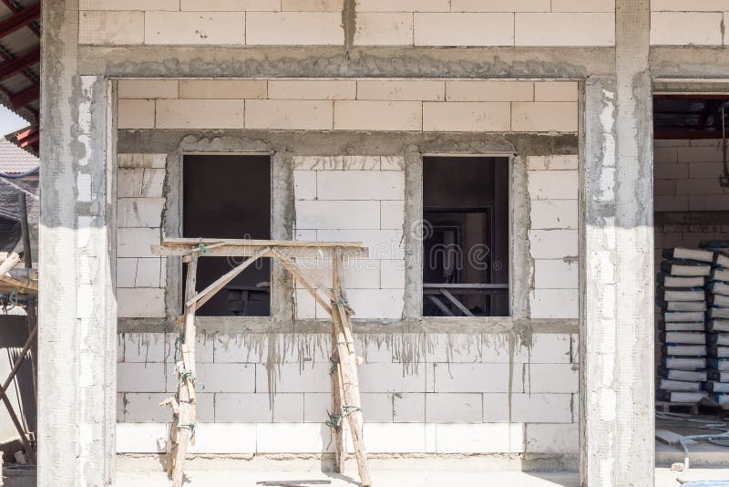 House Building Construction Site Stock Photo - Image of building, light ...