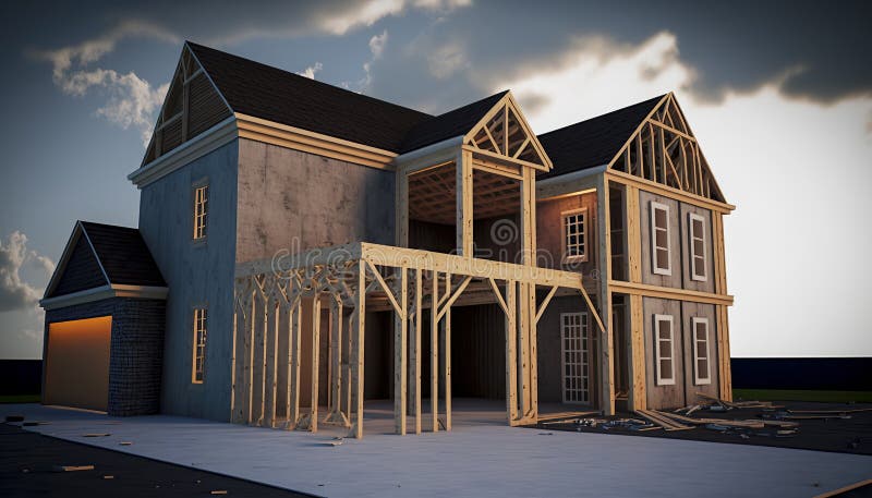 Illustration of a 3D Rendering of a Residential Building in the ...