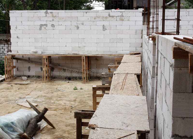 House under construction stock photo. Image of background - 116534060