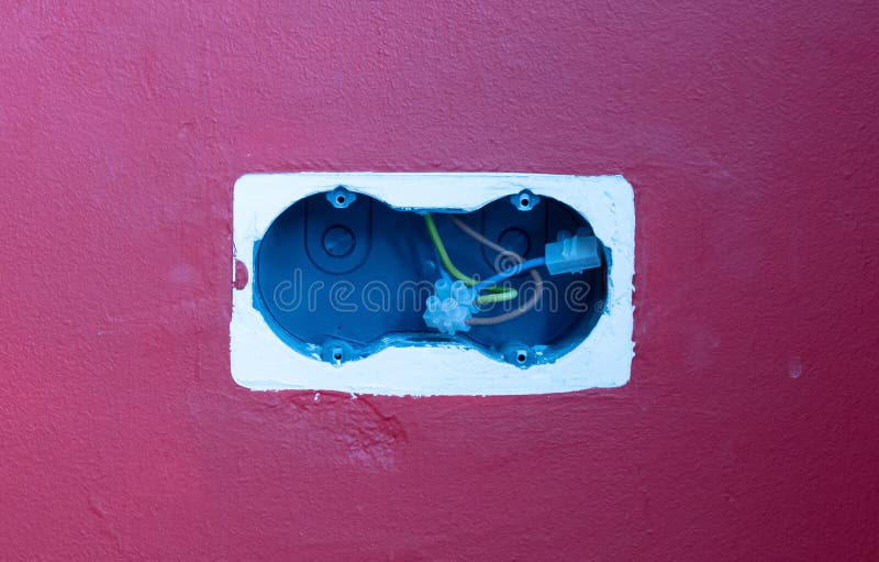 House Under Construction, Euro Power Socket Placed in a Wall Stock ...