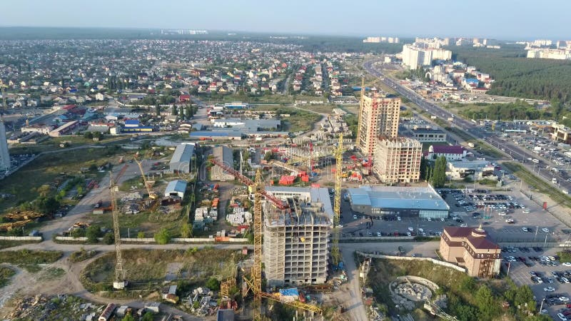 Construction of Modern Residential Buildings Under Clear Blue Sky ...