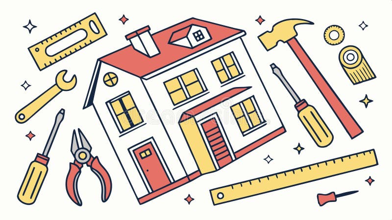 House Under Construction with Tools, Home Building, Construction Site ...