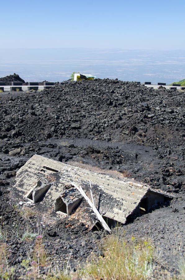 House under lava stock image. Image of upheaval, etna - 33453949