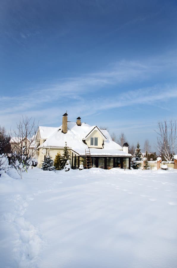 House with snow stock image. Image of door, christmas - 28364413