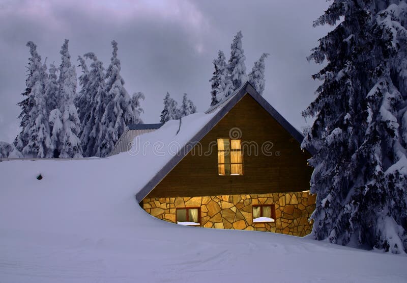 A house under snow stock image. Image of bright, country - 86576703
