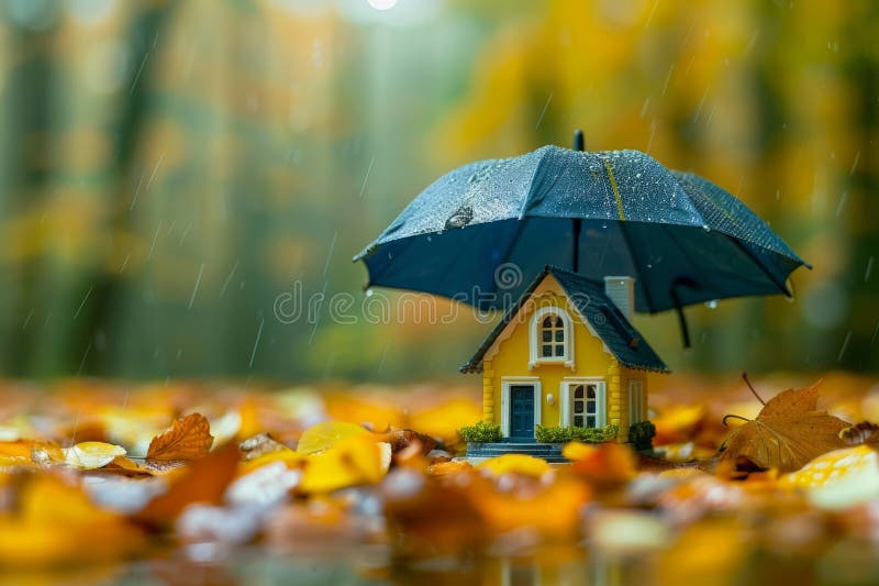 House Under Umbrella, Protection Concept, Property Insurance Stock ...
