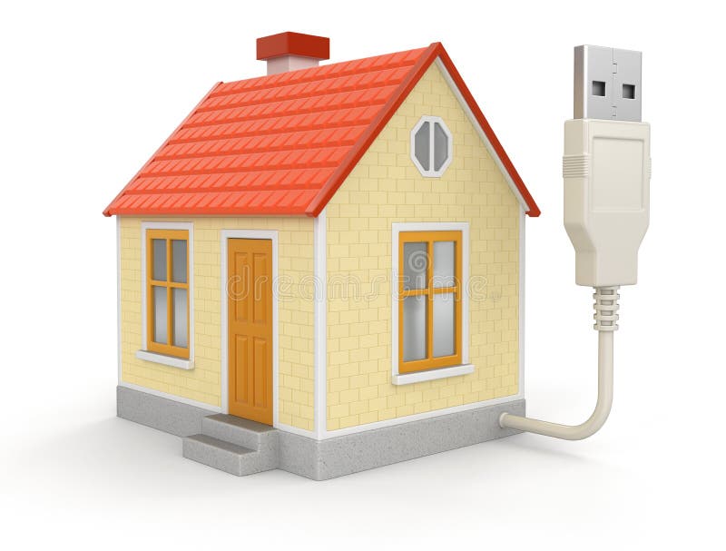 House and USB Cable stock illustration. Illustration of connection ...