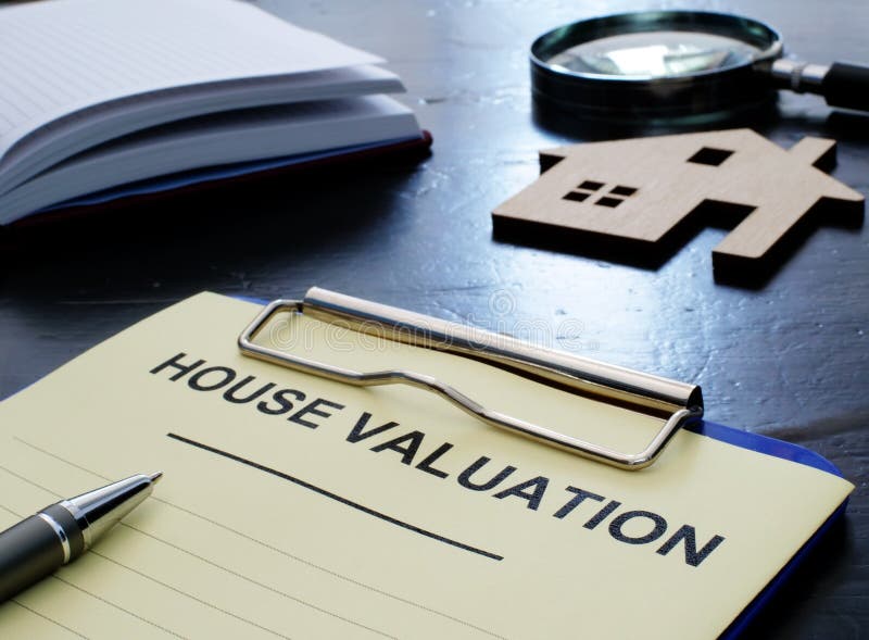 House Valuation Concept. Documents in Clipboard and Small Home Stock ...