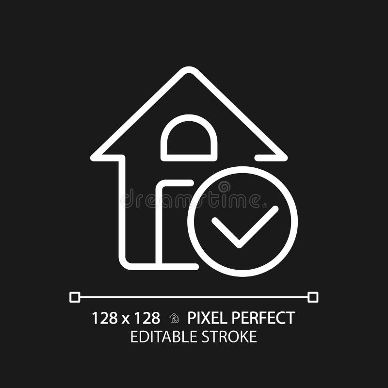 House Verification Pixel Perfect White Linear Icon for Dark Theme Stock ... House Verification Pixel Perfect White Linear Icon for Dark Theme Stock ...