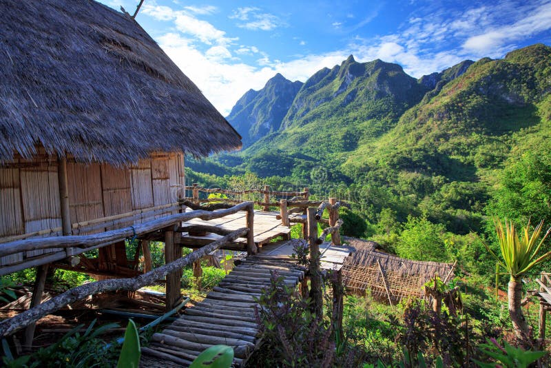 House and View Over the High Mountain Stock Photo - Image of blue, cold ...