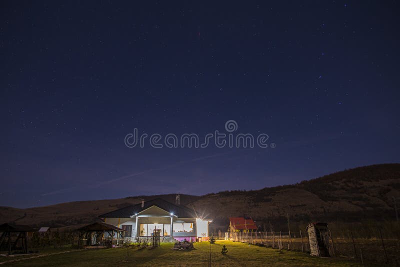 House in the night stock image. Image of landscape, mountain - 199188059