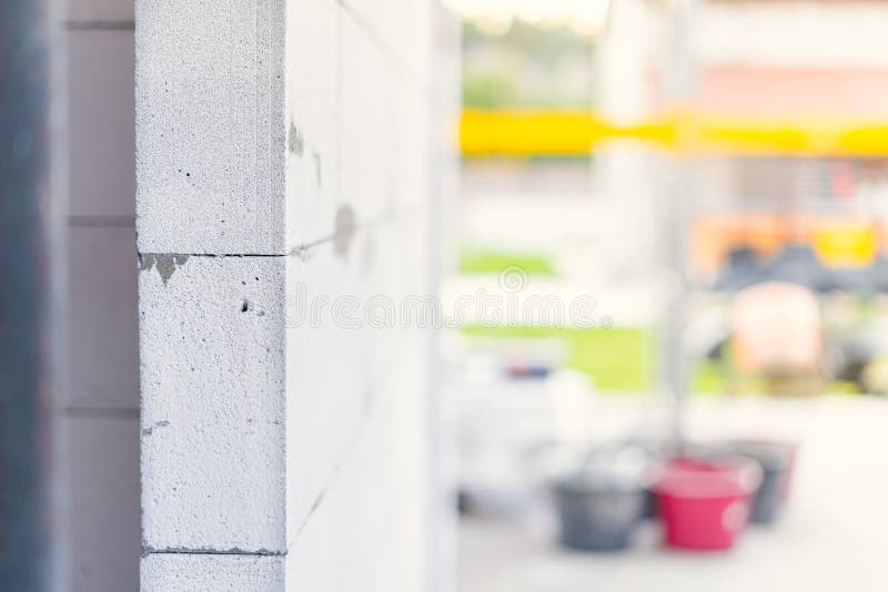 White Cinder Blocks Closeup Solid Block Brick Wall Cement Exterior ...