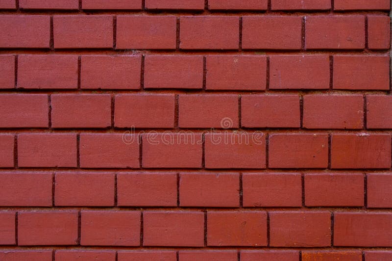 House Wall of Deep Red Brick with Small Stones and Wide and Deep Joints ...
